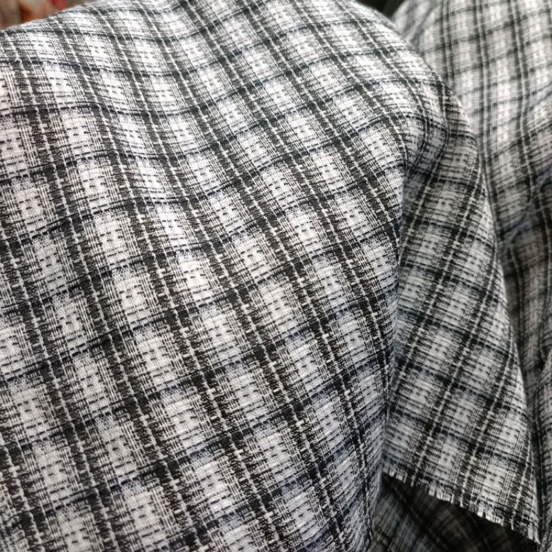 Jual BAHAN KAIN TWEED WOLL DASAR HITAM PUTIH ( HARGA UNTUK 0,5 METER ...