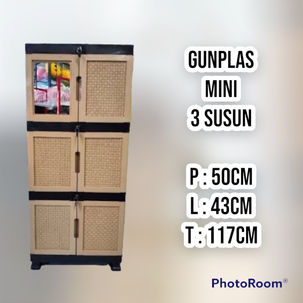 Jual Lemari Kabinet/ Lemari Plastik Gunplas 3 susun mini mirror ...