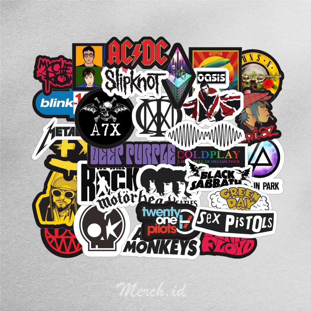 Jual Stiker band stiker tumblr 29 pcs acdc nirvana queen beatles oasis ...