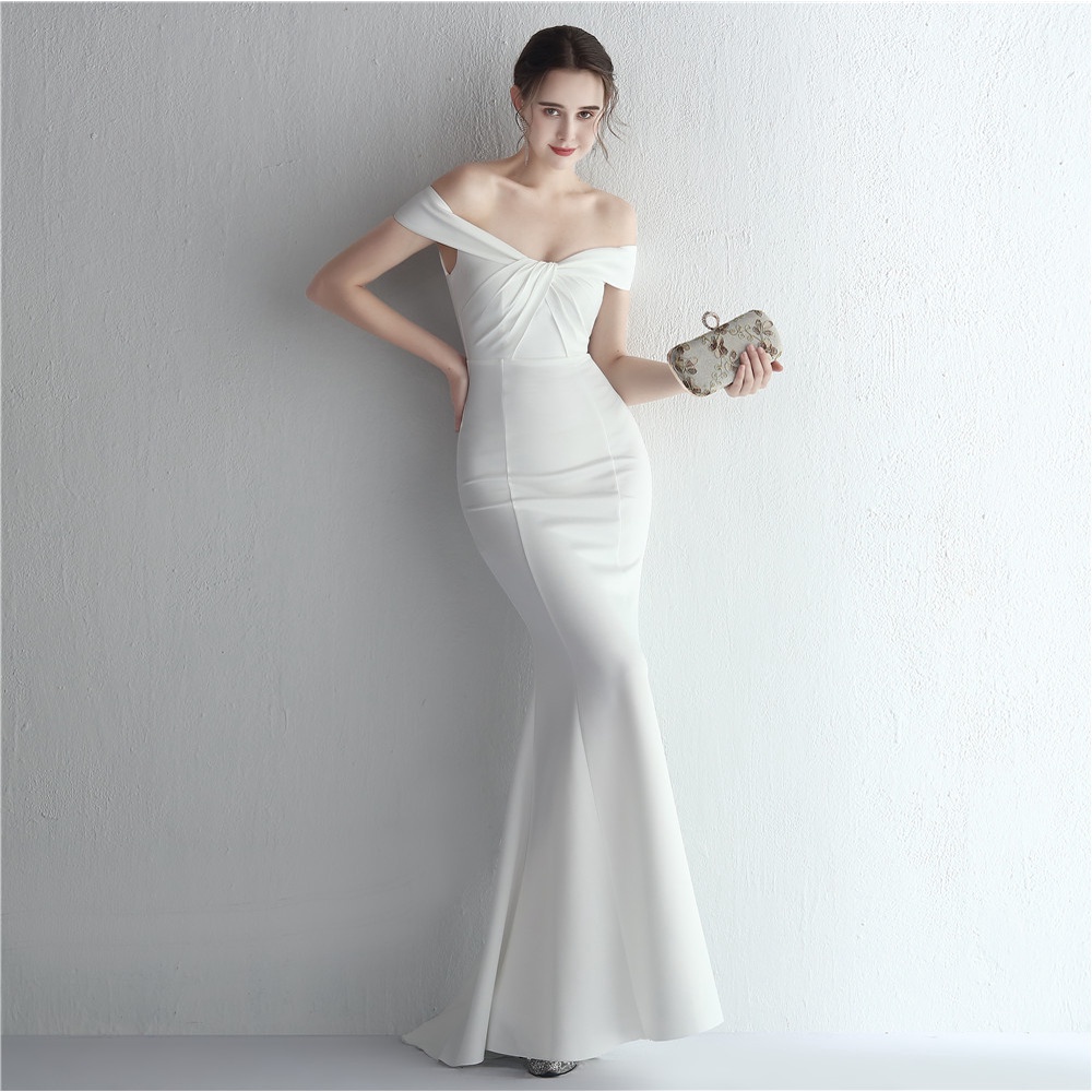 Jual Satin new slim one-shoulder selebriti dinner slim mermaid skirt ...
