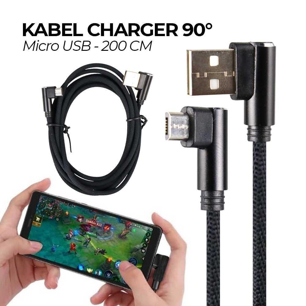 Jual Kabel Charger L Shape 90 Degree Micro USB 2Meter | Shopee Indonesia