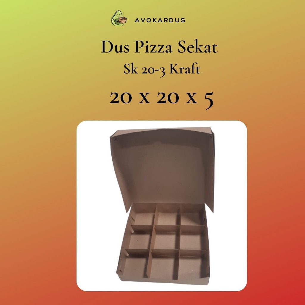 Jual Dus Pizza Kraft Laminasi 20x20x5 + Sekat Sk20-3 / Dus Pizza / Box ...