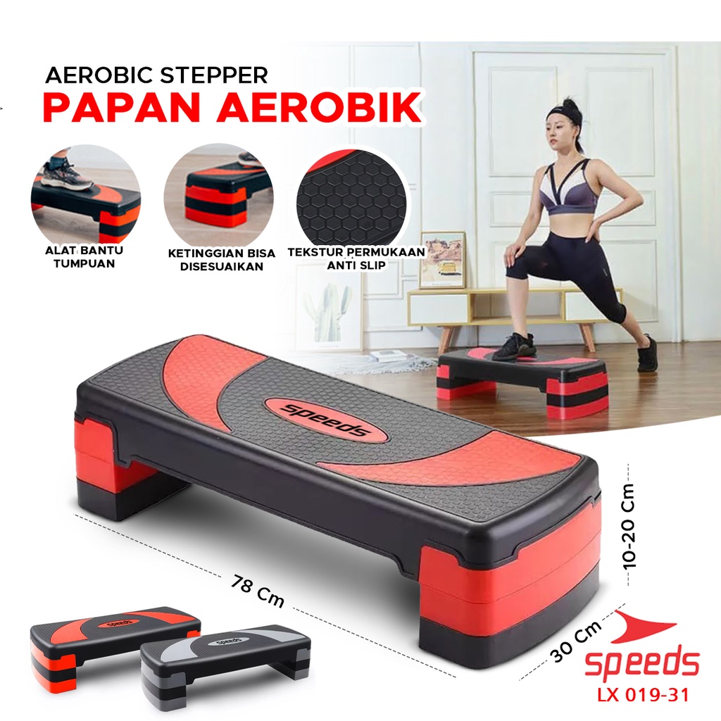 Jual SPEEDS Papan Senam Aerobik Zumba Aerobic Stepper 3 Tingkatan Papan Step Adjustable Alat ...