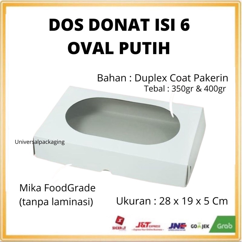Jual [ 10 PCS ] Dos DUPLEX PUTIH DONAT PUTIH POLOS Isi 6 | D6 | Box ...
