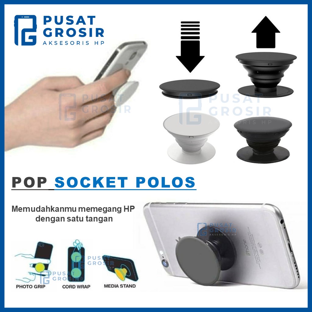 Jual Pop Socket hp polos iring hand grip holder phone stand handphone popsocket pegangan tangan ...