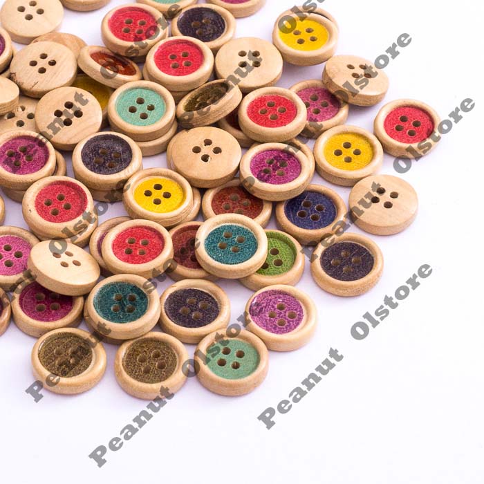 Jual Kancing kayu 1,5cm warna - warna acak | Shopee Indonesia