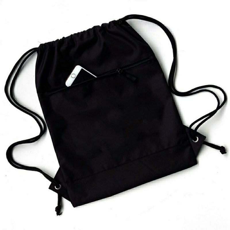 Jual Tas ransel serut Gymsack String bag pria/wanita Hitam Polos ...