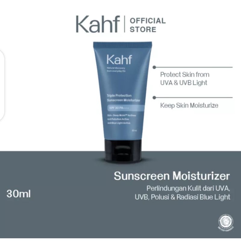 Jual Kahf Triple Protection Sunscreen Moisturizer SPF 30 PA+++ 30Ml ...