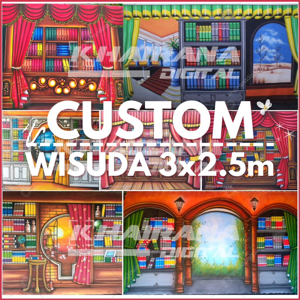 Jual Background Backdrop Latar/Layar Studio Foto group rak buku custom ...