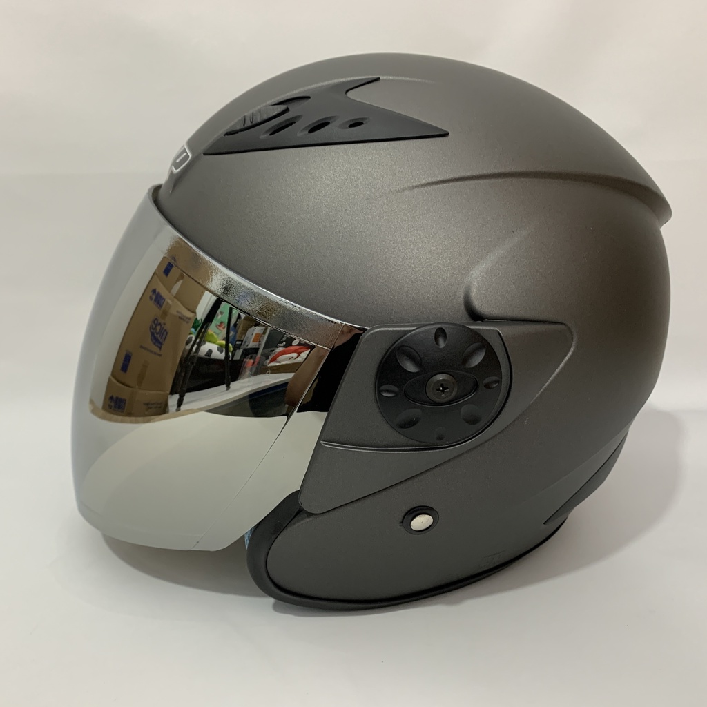 Jual Helm Vision Abu Abu Doff Polos Solid - Kaca Iridium Silver Pelangi ...