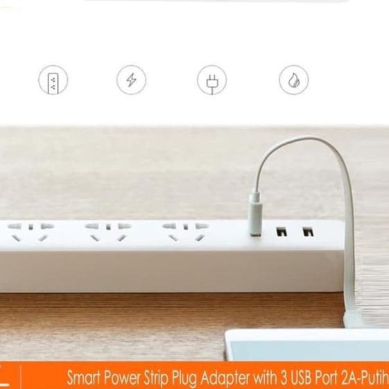 Jual Mijia Smart Power Strip Plug Adapter With 3 Usb Port 2A-Putih By ...