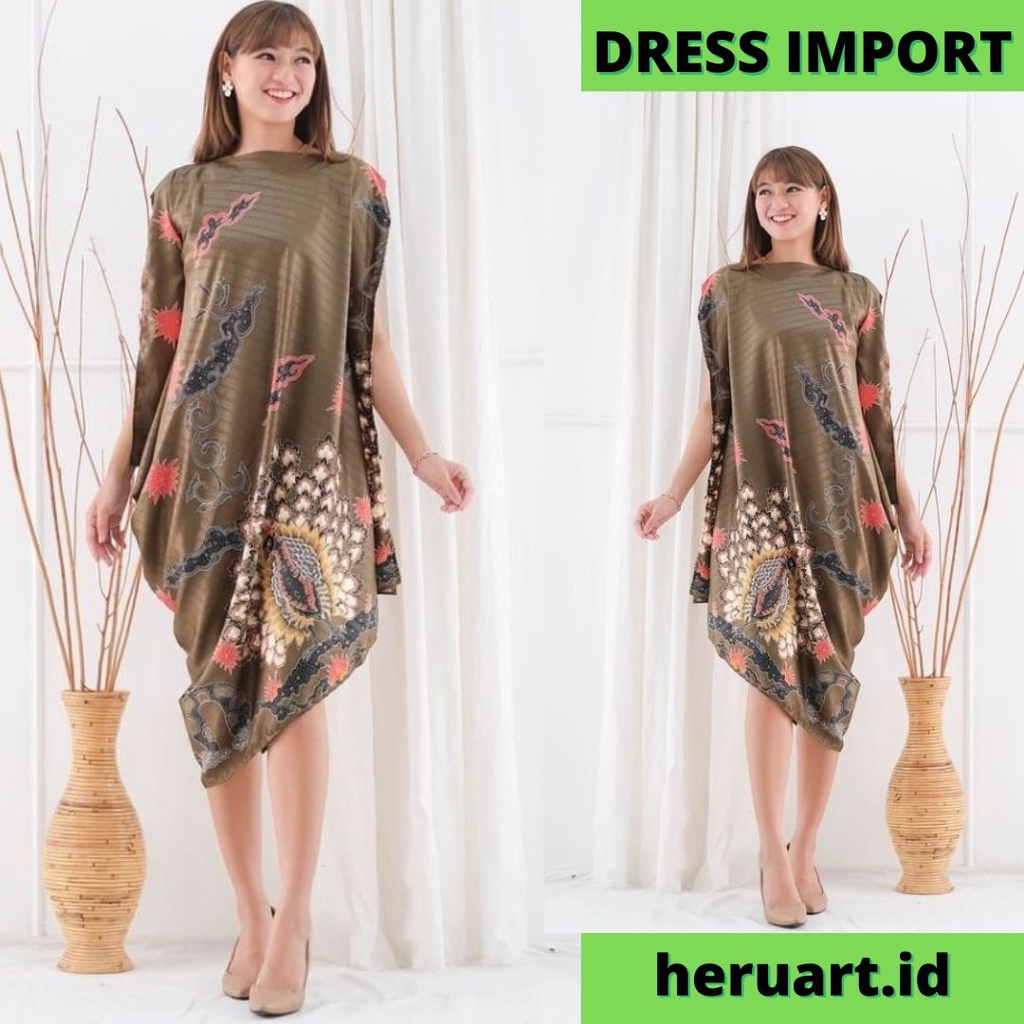 Jual GAUN PESTA DRESS BATIK NATAL WANITA NEW TREND FASHION HIJAU TUA ...