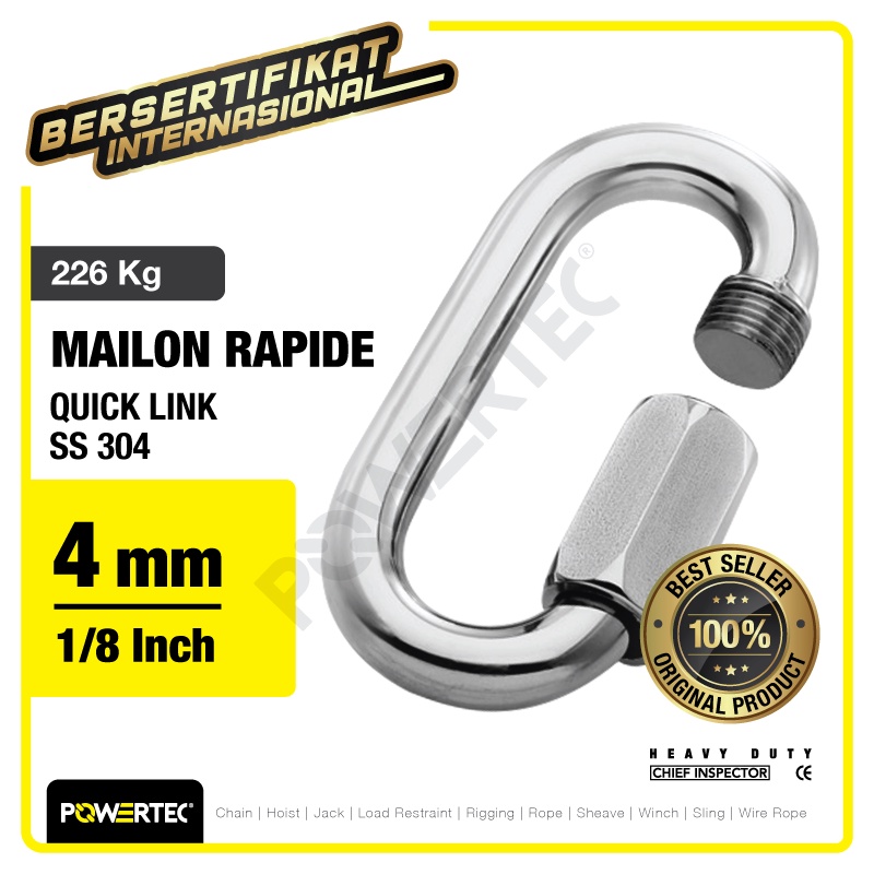 Jual POWERTEC Quick Link / Mailon Rapide SS 4mm Screw Lock Climbing Gear | Shopee Indonesia