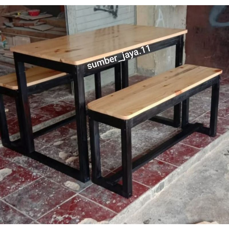 Jual meja kantin resto set 1meja 2 kursi panjang | Shopee Indonesia
