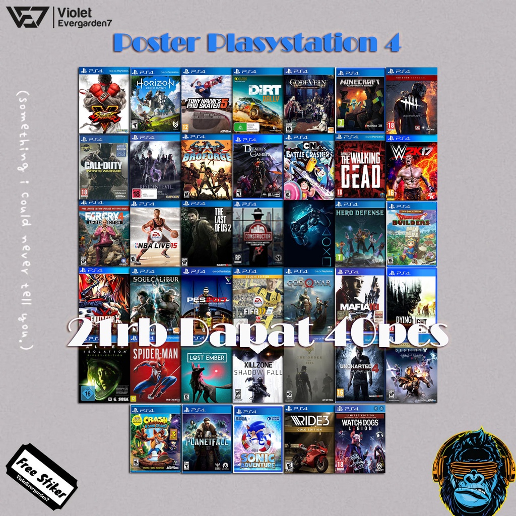 Jual WALL DECOR POSTER DINDING COVER PLAYSTATION4/ FREE STIKER/ HIASAN ...