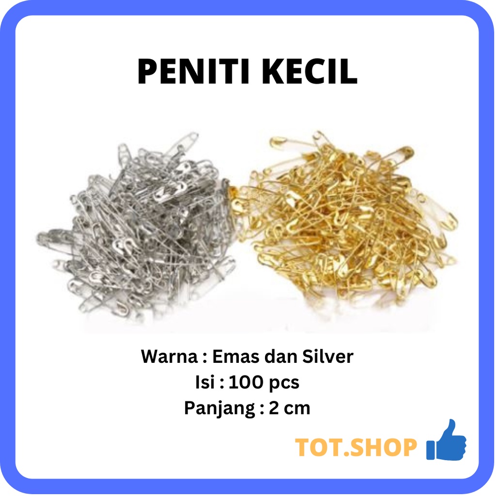 Jual isi 100pcs Peniti Kecil Peniti Murah Peniti cucukan Baju Emas ...