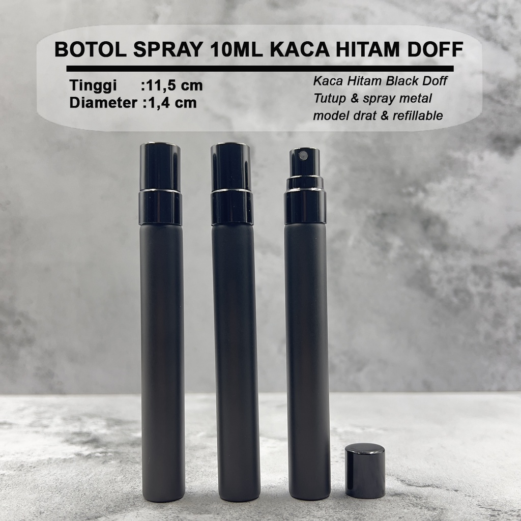 Jual Botol Spray Kaca 10ml HITAM BLACK DOFF Tutup Alumunium / Metal ...