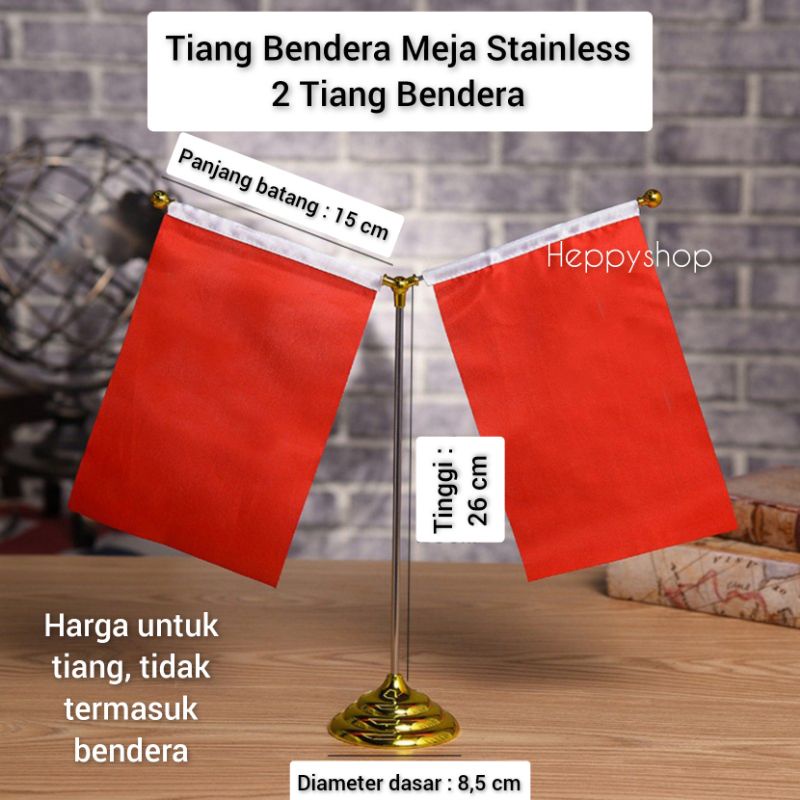 Jual Tiang Bendera Meja Stainless 2 Tiang Bendera Office Desk Flag ...