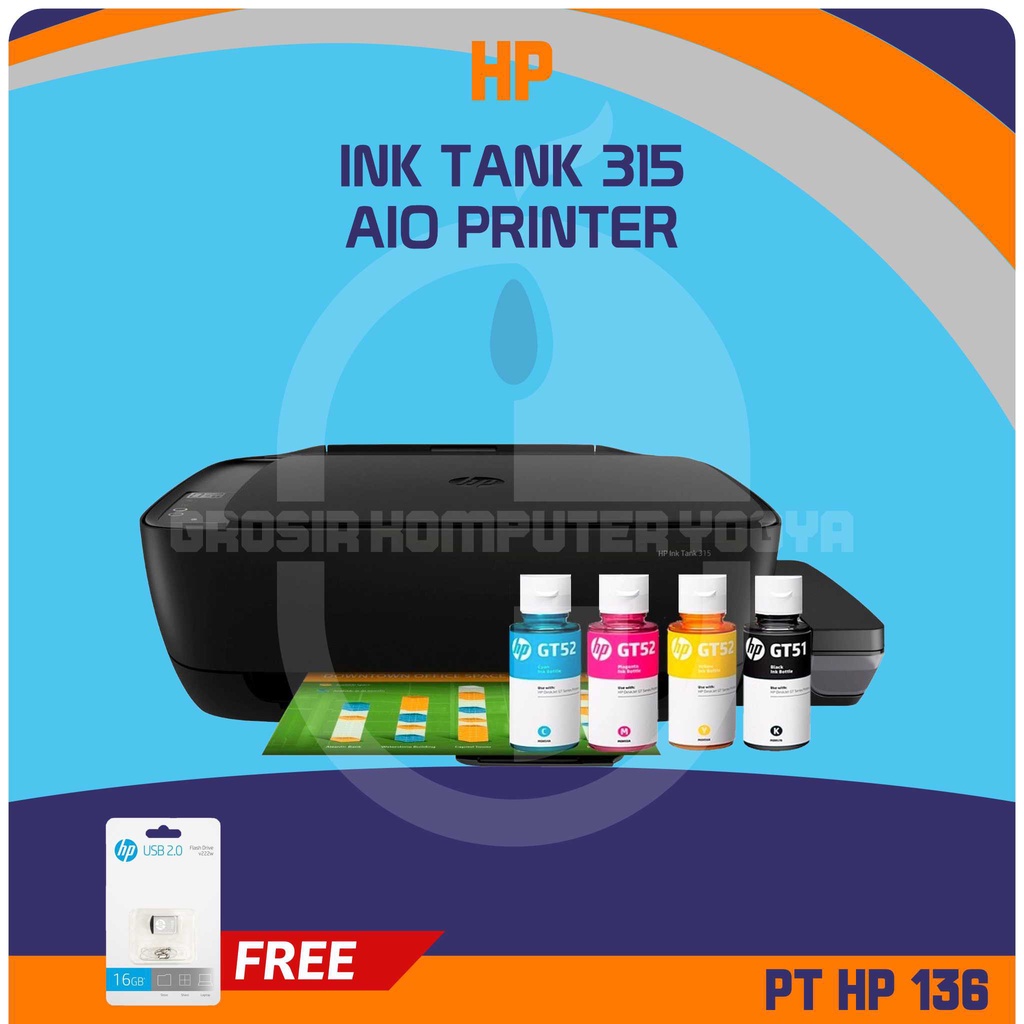 Jual HP Ink Tank 315 All-in-One Print Copy Scan A4 Inkjet Printer ...