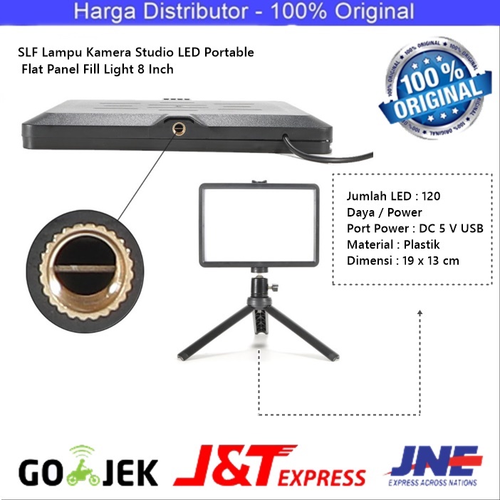 Jual SLF Lampu Kamera Studio LED Portable Flat Panel Fill Light 8 Inch ...