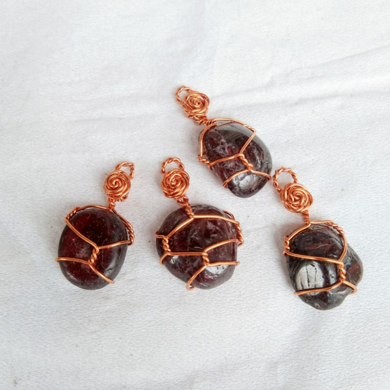 Jual Liontin Kawat Tembaga Batu Alam Garnet Natural Shape | Shopee ...