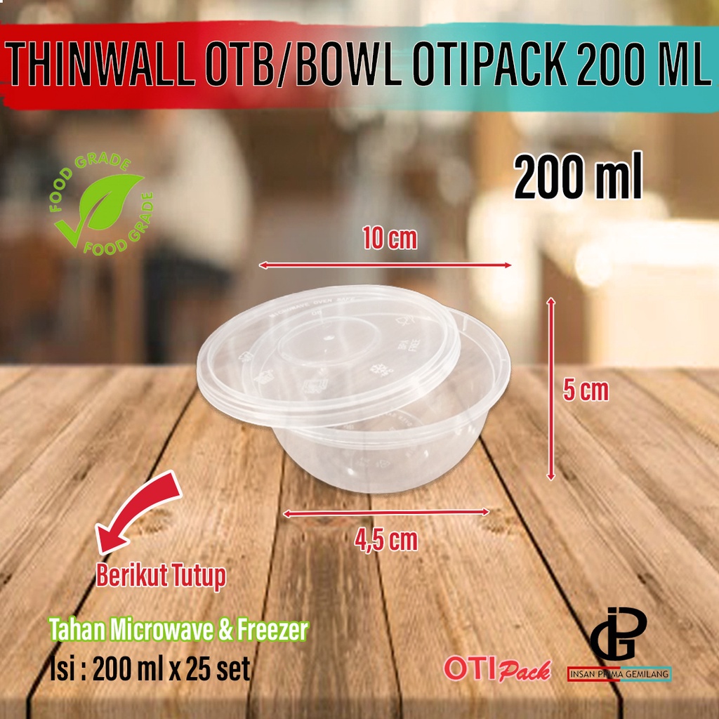 Jual Thinwall Bowl / OTB 200 ml 25 pcs OTIPACK / Mangkok Bulat Plastik | Shopee Indonesia