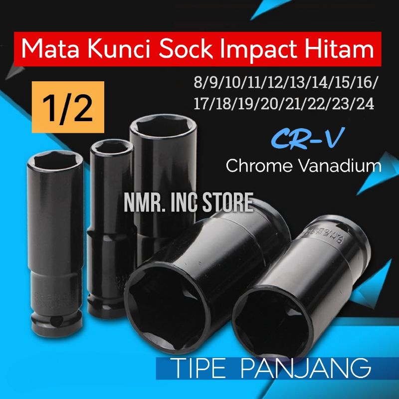 Jual Mata Kunci Shock Impact Hitam Socket 1/2 Deep Wall Panjang, Sok ...