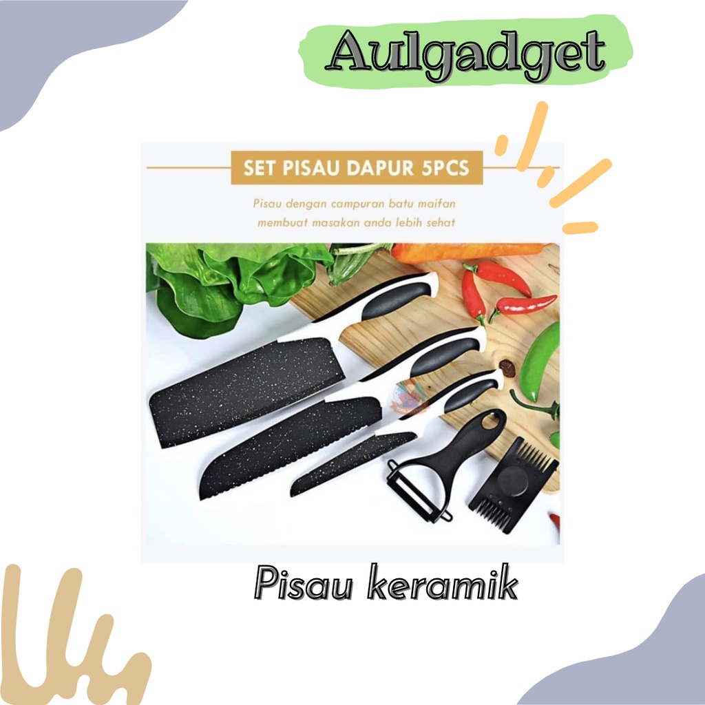 Jual KNIFE SET Pisau Dapur Isi 5 Pcs / Pisau Set + 1 Ceramic Peeler ...