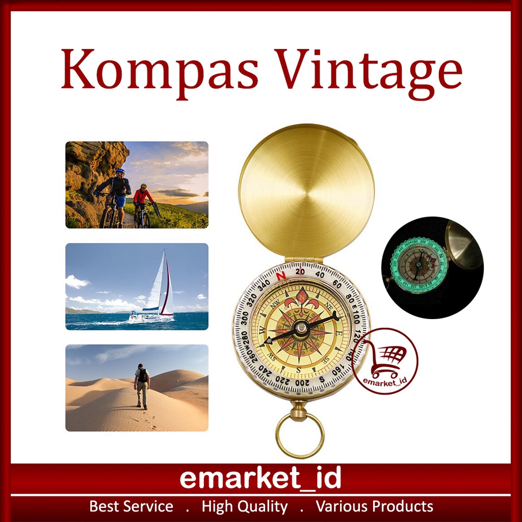 Jual Kompas Vintage / Compas Warna Emas Kiblat / Compass Lensatic Kecil ...