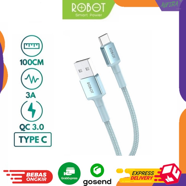 Jual Kabel Data ROBOT RSC Type C Fast Charging 3A Data Cable Type-C QC ...