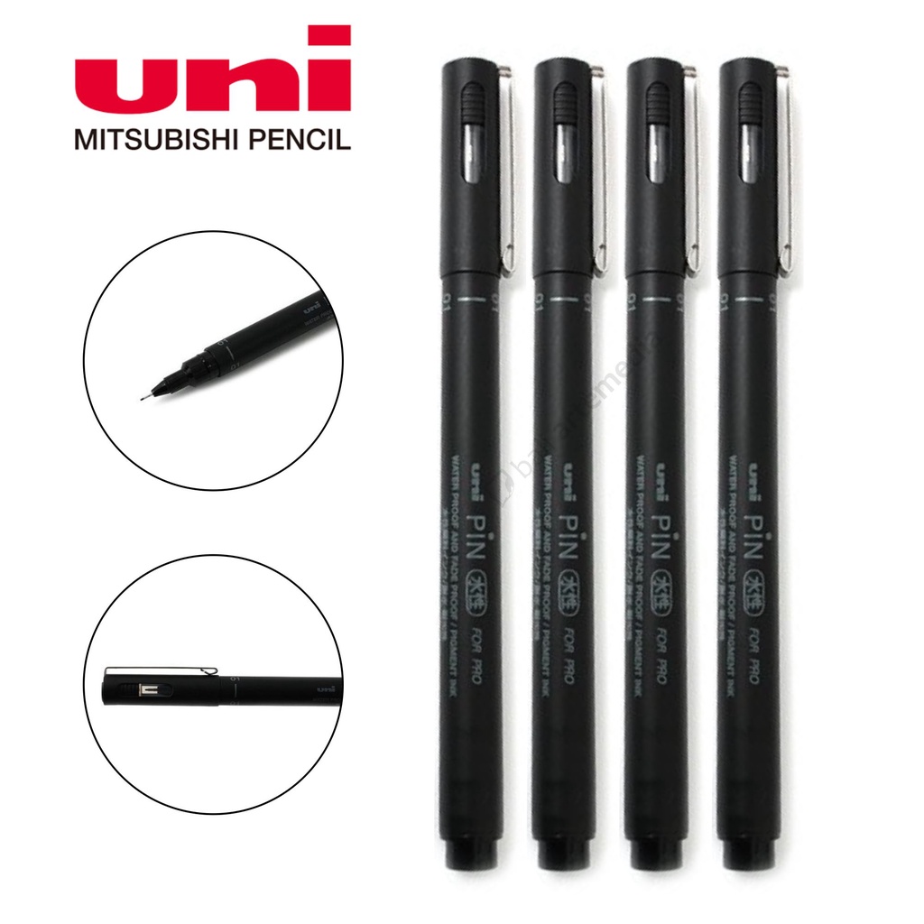 Jual Uni Mitsubishi Drawing Pen Water Proof Black | Shopee Indonesia