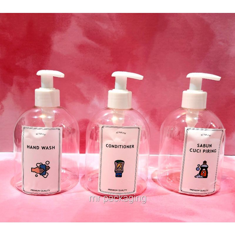 Jual Botol 500ml PUMP BULAT + STIKER LABEL PREMIUM | Botol kosong wadah ...