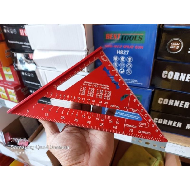 Jual Mistar Sudut Penggaris Siku Segitiga 7" Premium Speed Square Merah ...