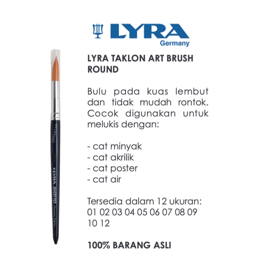 Jual KUAS Lyra Giotto Brush Art Round Kuas Lukis Runcing ORIGINAL ...