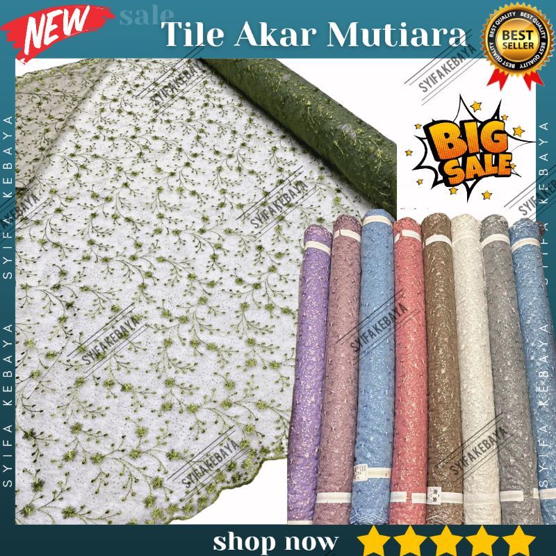 Jual Kain Tile Mutiara/Tulle Akar Mutiara Glitter/Kain Tille Motif/Kain ...