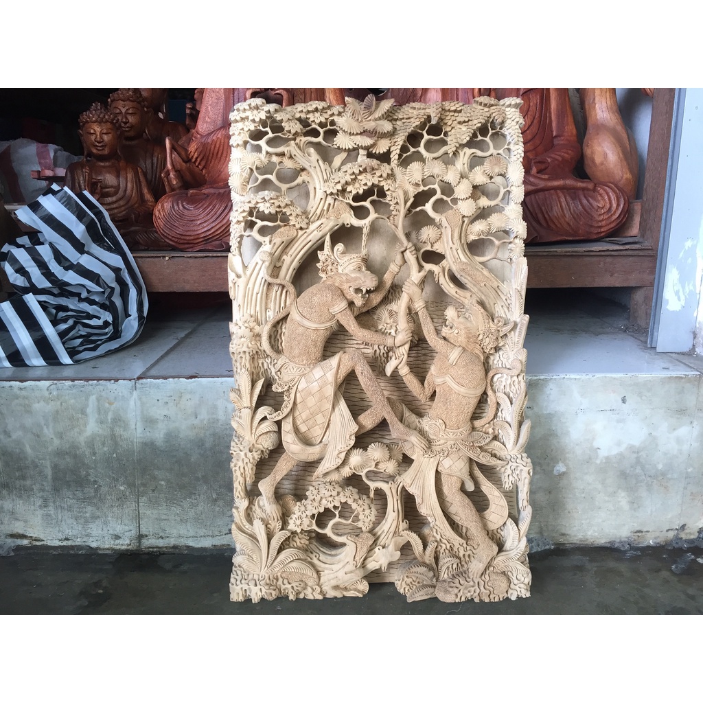 Jual Ukiran Kayu Bali Hiasan Dinding Patung Buatan Tangan Ukuran 50 x ...