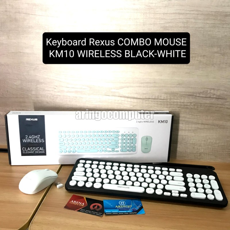 Jual Keyboard Rexus COMBO MOUSE KM10 WIRELESS BLACK-WHITE | Shopee Indonesia