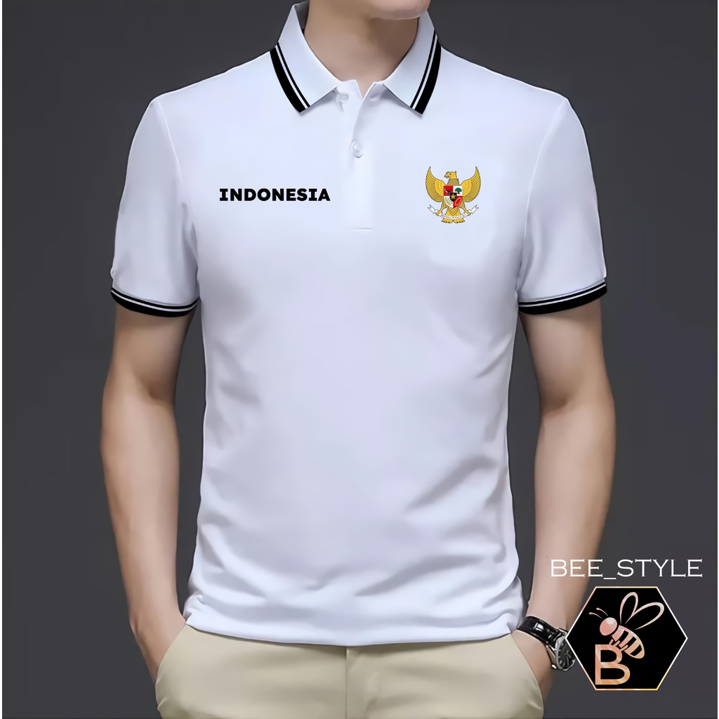Jual Kaos Kerah Pria Logo Garuda INDONESIA / Kaos Polo List II Garuda ...