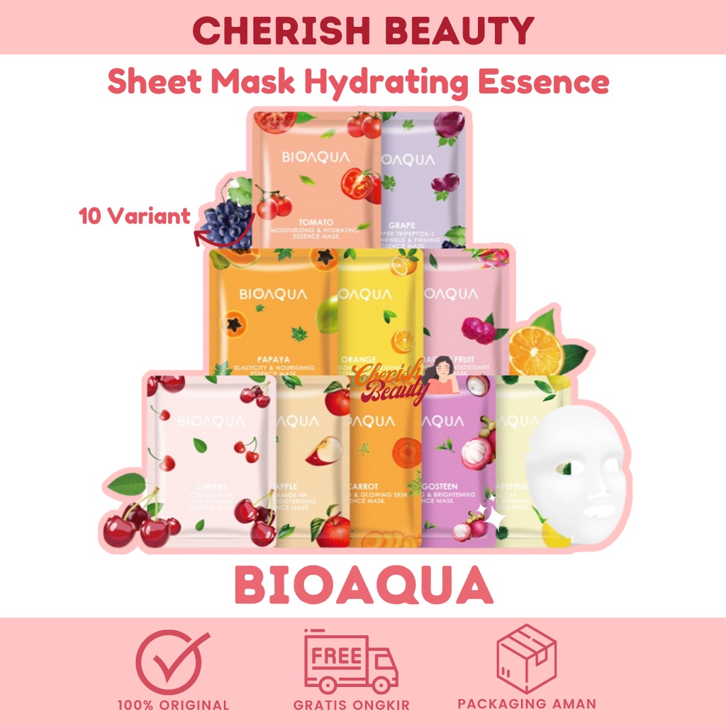 Jual BIOAQUA Sheet Mask Hydrating Essence Face Mask Brightening Moisturizing sheet mask buah ...