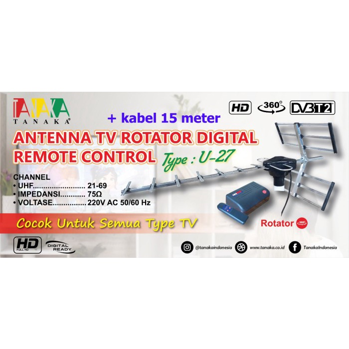 Jual ANTENA TV DIGITAL Antena TV rotator Outdoor Digital TANAKA U-27 ...