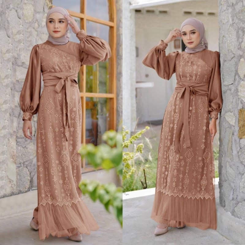 Jual ELDE 12 - MAXY RONA SINTA MAXI DRESS FIT TO L BAHAN TILE MUTIARA LAPIS FURING KOMBI ...