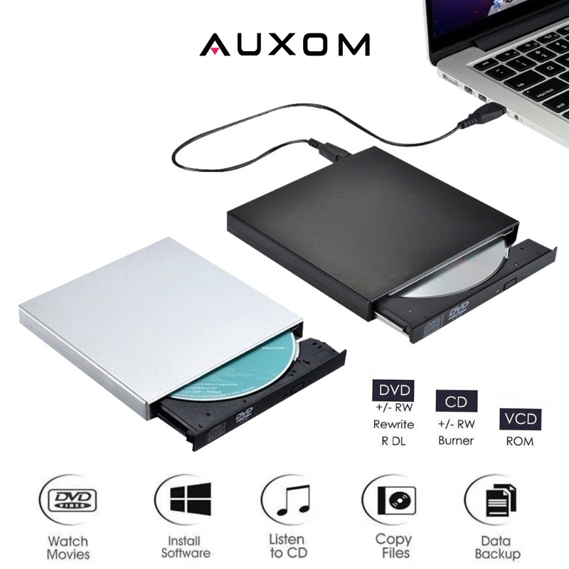 Jual AUXOM External DVD Drive Slim Portable Optical Drive Writer CD ROM ...