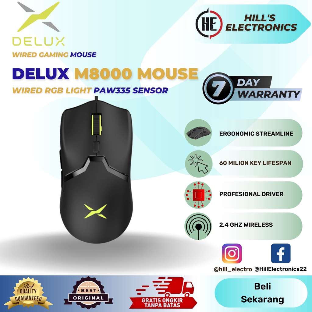 Jual Delux M800 Gaming Mouse 2.4G Wireless-Wired RGB Light PAW3335 sensor | Shopee Indonesia