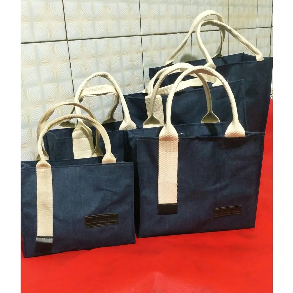 Jual Tas denim tali panjang / Tas Tenteng / Souvenir Tas / Tas Hampers ...