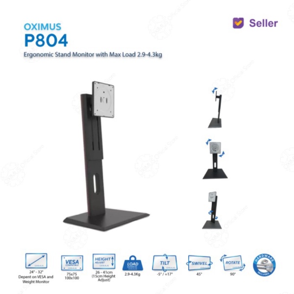 Jual Bracket LCD LED Monitor Ergonomic Stand Oximus P804 HAS Rotate ...