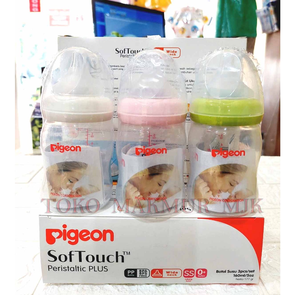 Jual PIGEON BOTOL SUSU WIDE NECK PERISTALTIC PLUS / BOTOL PIGEON 160ML / NIPPLE PERISTALTIC PLUS ...