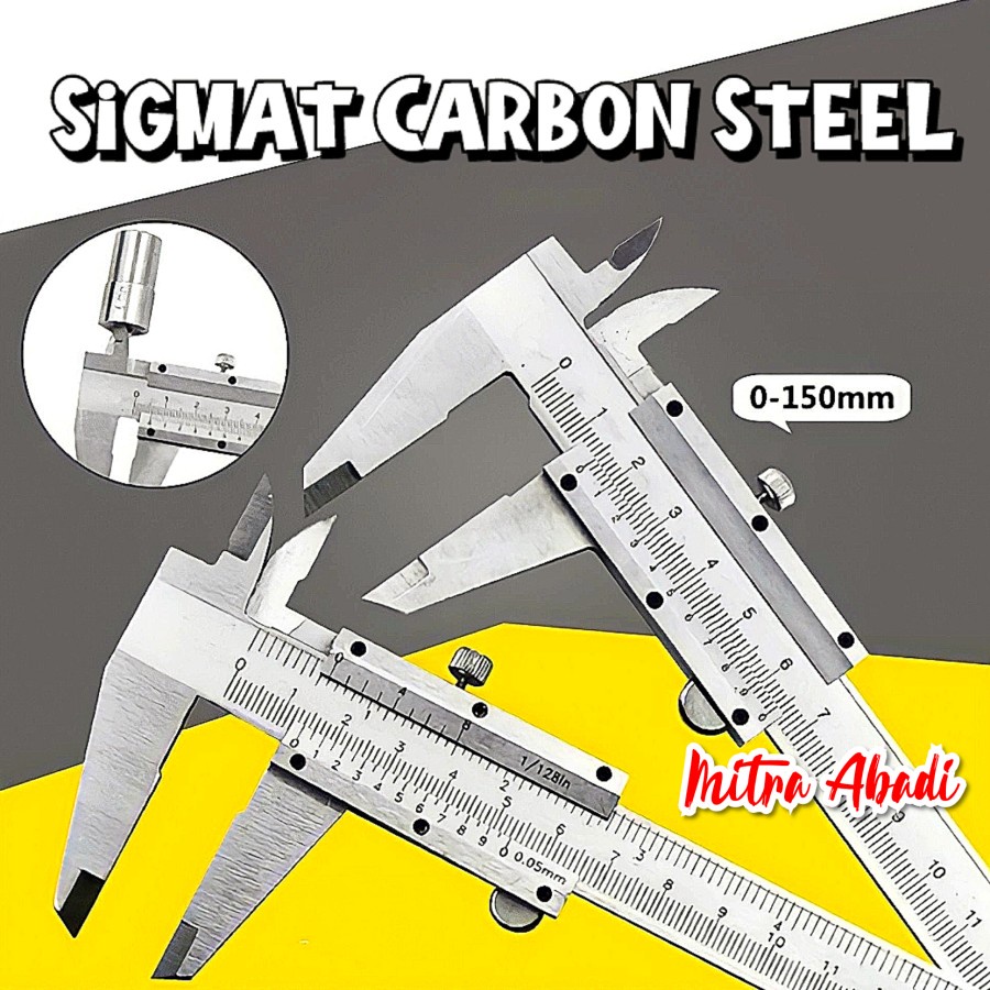 Jual Sigmat / Jangka Sorong Vernier Caliper Micrometer Carbon Steel | Shopee Indonesia