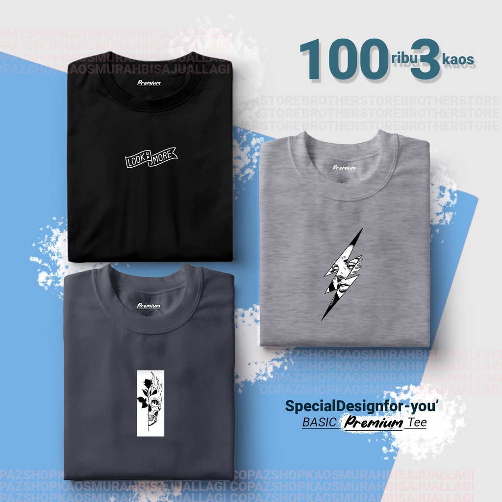 Jual Kaos Distro Pria Wanita PREMIUM - Kaos M 100 3 Pcs - PAKET USAHA ...