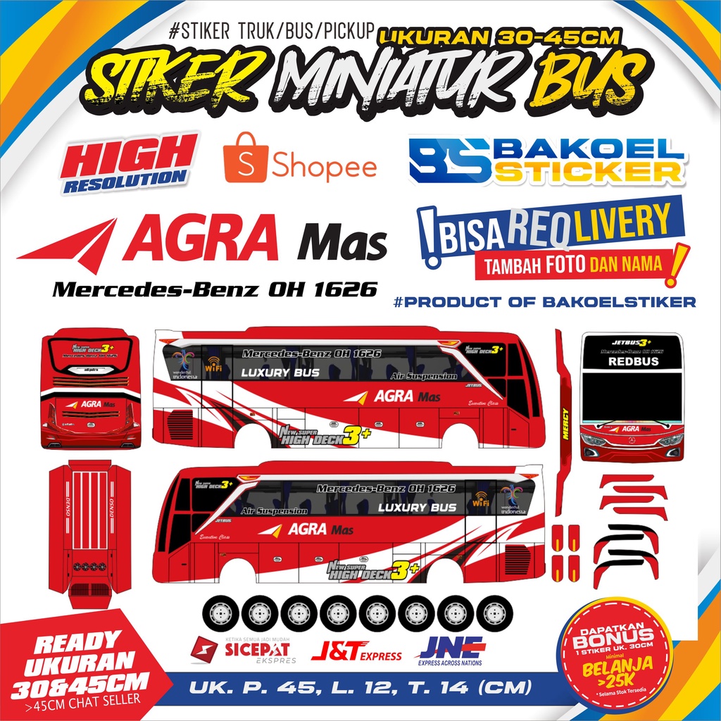 Jual STIKER MINIATUR BUS JB3/2 UKURAN 30/45CM #1 | Shopee Indonesia