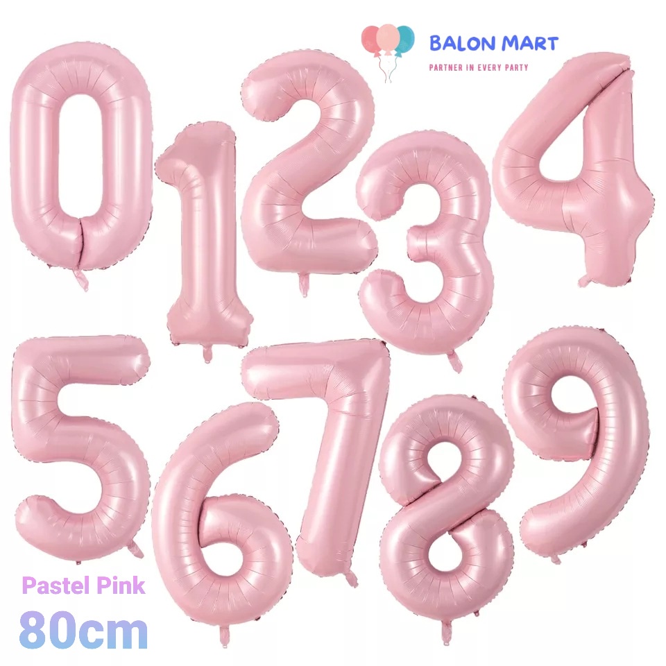Jual Balon Foil Angka PINK Pastel 32inch/80cm | Shopee Indonesia